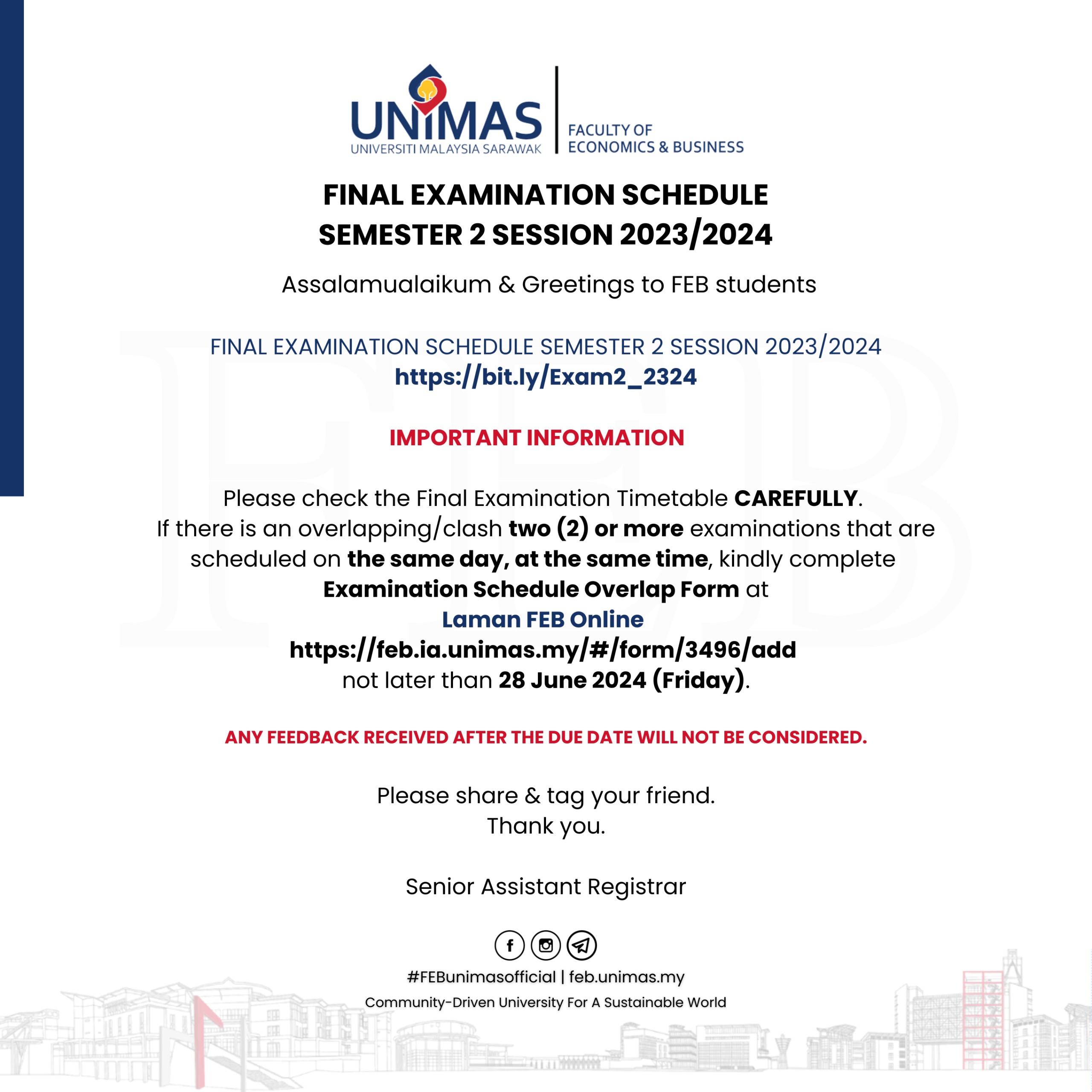 Notis Makluman Pelajar Tahun Akhir Semester 2 Sesi 2023/2024